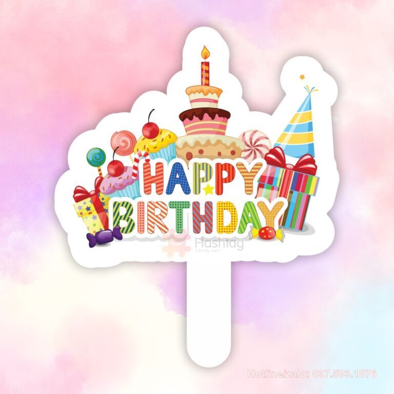 Hashtag Happy Birthday (có nhiều mẫu) - Hashtag Cầm Tay