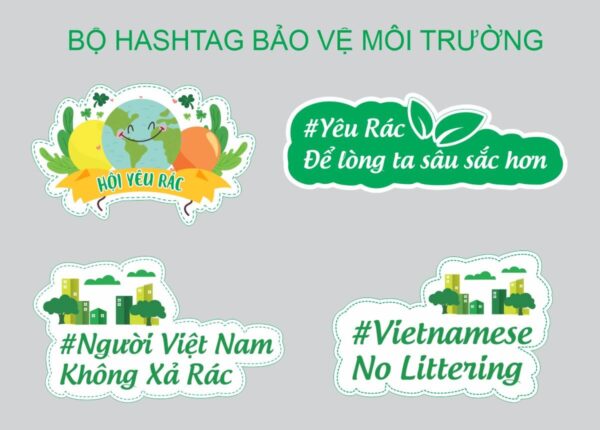 Bộ hashtag cầm tay bảo vệ môi trường của Hội Yêu Rác - Hashtag Cầm Tay