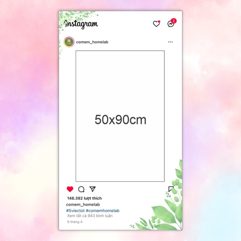 Khung check in instagram Comem Homelab - Hashtag Cầm Tay