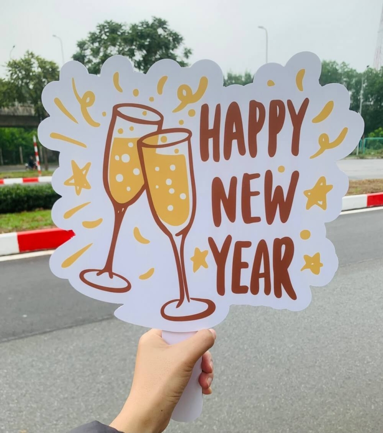Hashtag Happy New Year (có nhiều mẫu) - Hashtag Cầm Tay